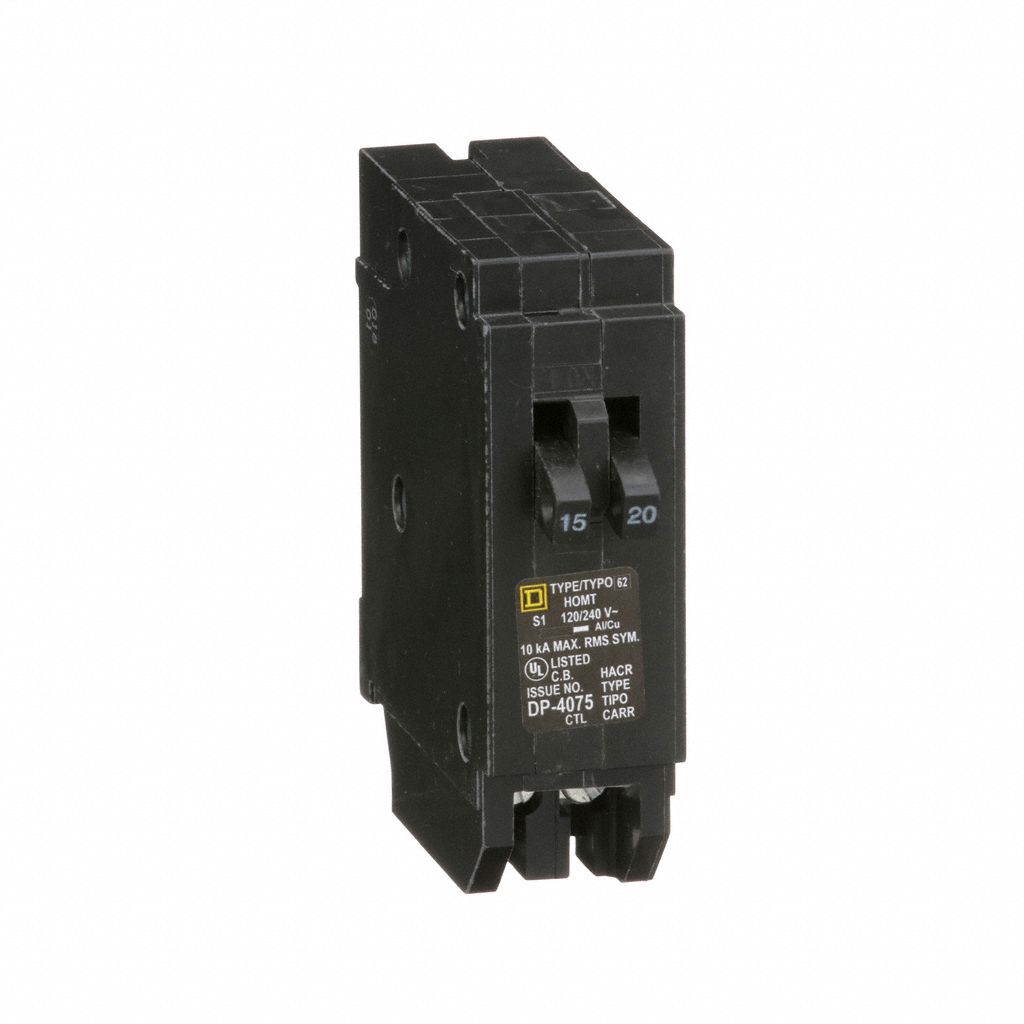 SQUARE D, 15/20 A, 120/240V AC, Miniature Circuit Breaker - 5B709|HOMT1520 - Grainger