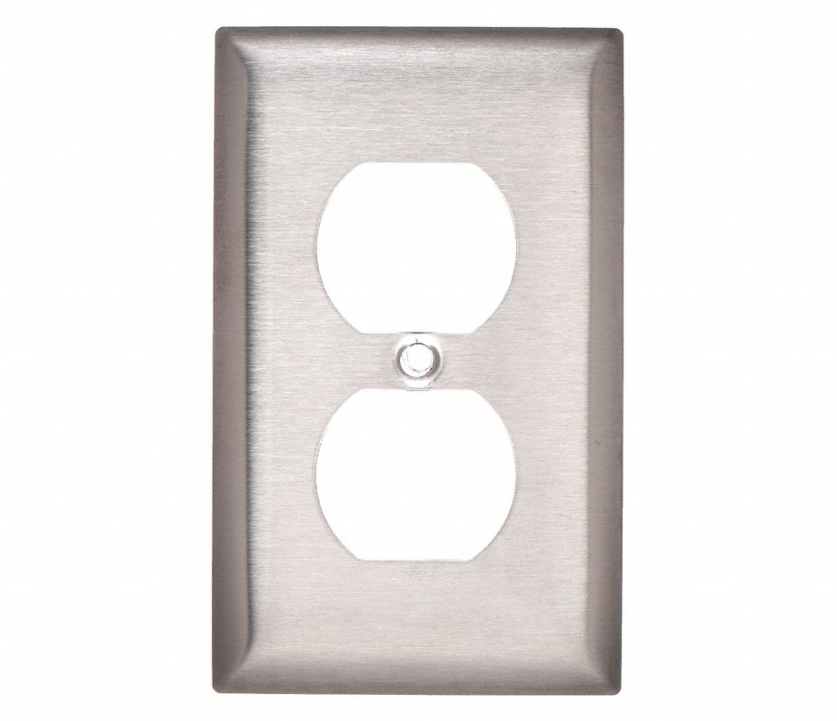 HUBBELL Placa de Pared de Receptáculo Dúplex, Color Plata, Número de ...