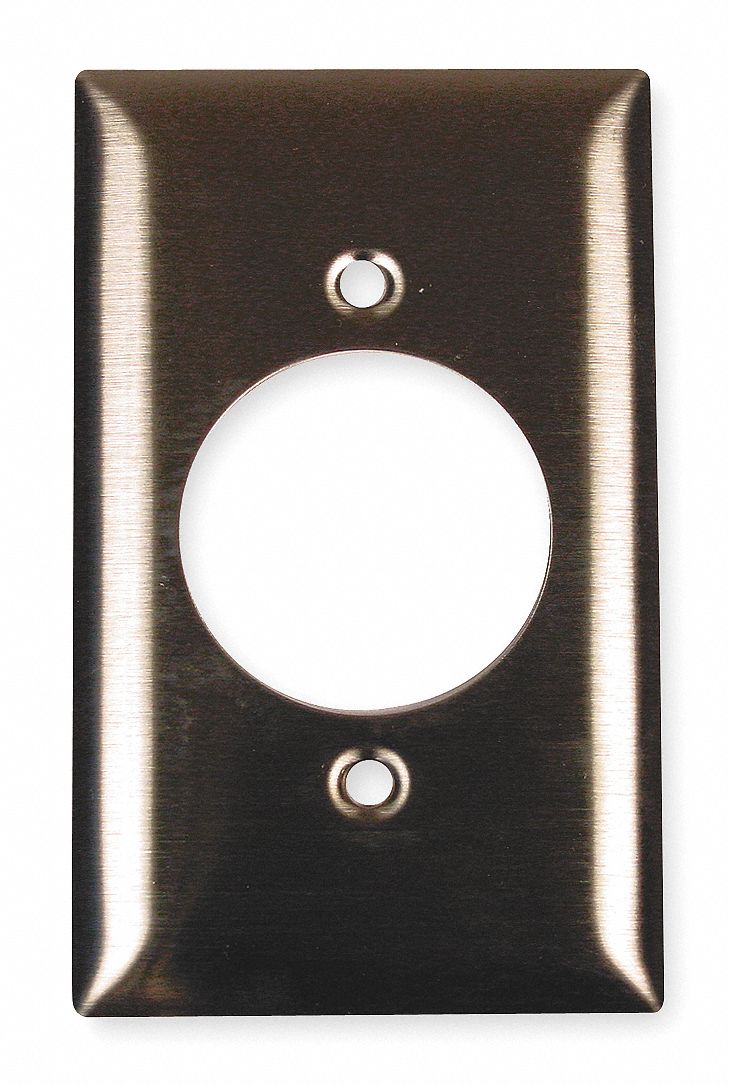 HUBBELL Single Receptacle Wall Plate: 1 Gangs, Std, Silver, Stainless ...
