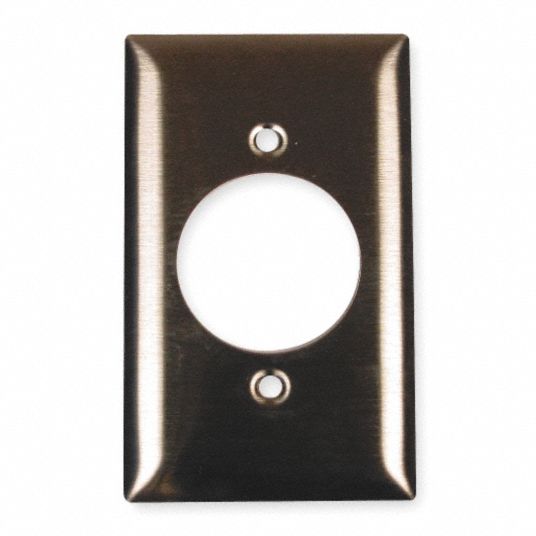 HUBBELL Single Receptacle Wall Plate: 1 Gangs, Std, Silver, Stainless ...
