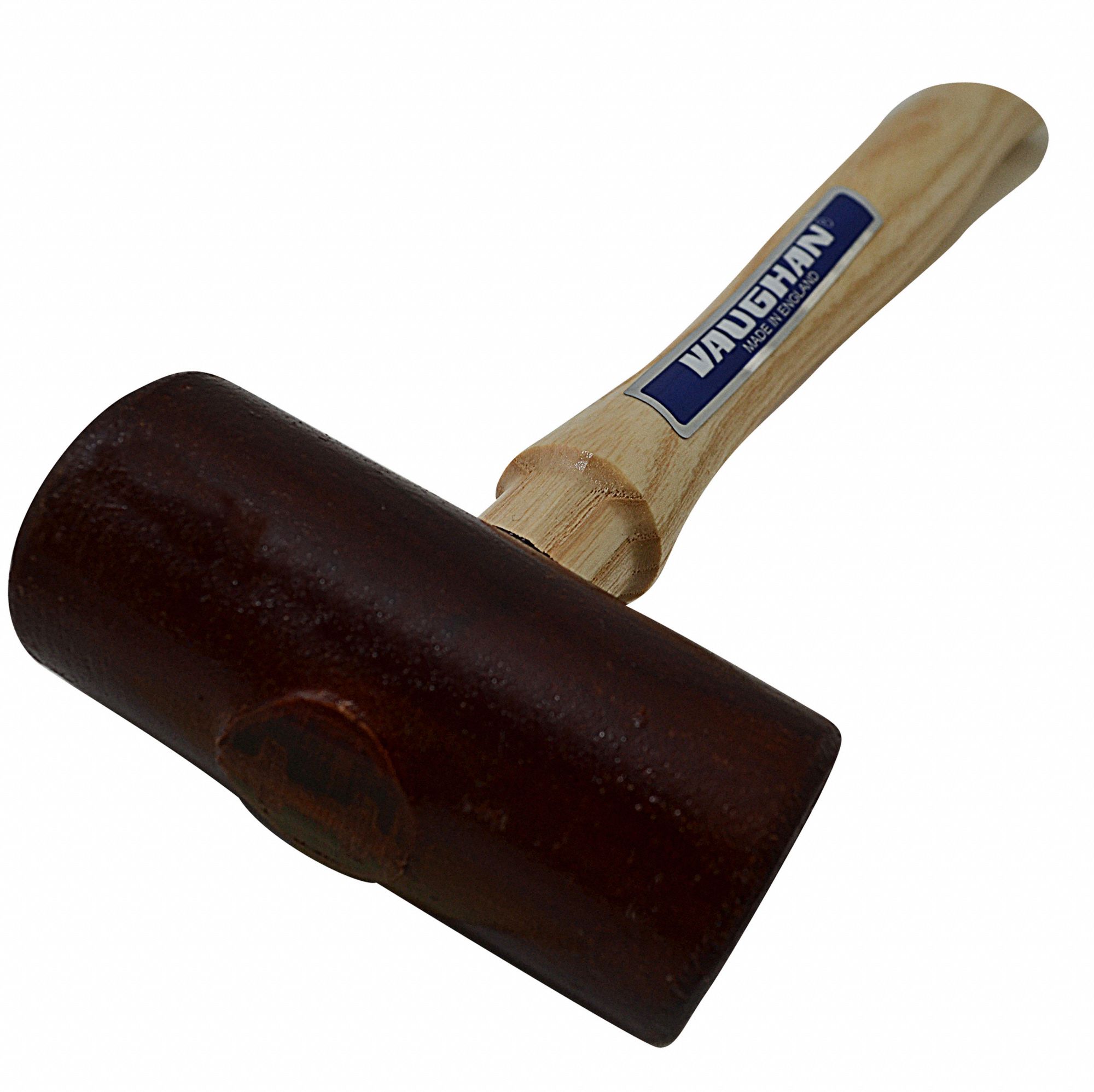 VAUGHAN Rawhide Mallet: Wood Handle, 6 oz Head Wt, 1 1/2 in Dia, 3 1/4 in Head Lg, 13 in Overall ...