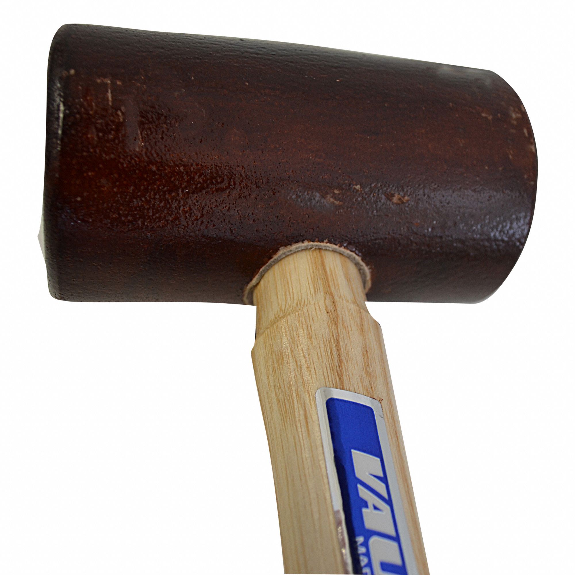 VAUGHAN Rawhide Mallet: Wood Handle, 24 oz Head Wt, 2 3/4 in Dia, 5 in Head Lg, 17 in Overall Lg ...