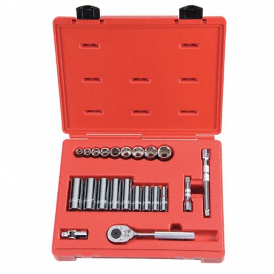 PROTO, 3/8 in Drive, 22 Piece, Socket Wrench Set - 5C858|J52134 - Grainger