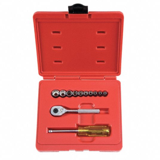 PROTO, 1/4 in Drive, 12 Piece, Socket Wrench Set - 5C864|J47110 - Grainger