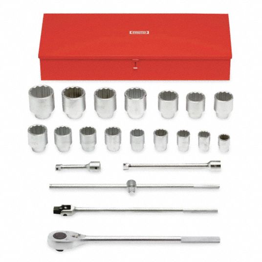 PROTO, 1 in Drive, 22 Piece, Socket Wrench Set - 5C912|J57102 - Grainger
