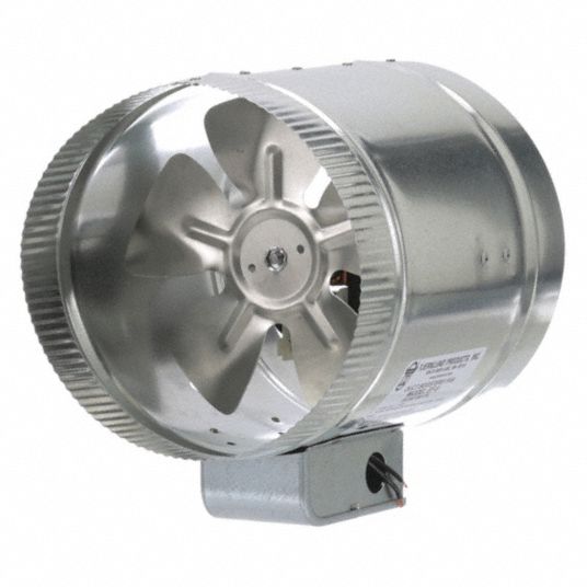 TJERNLUND In-Line Duct Fan: 325 cfm Max., 8 in Duct, 18.6 W, 120V AC, 1 ...