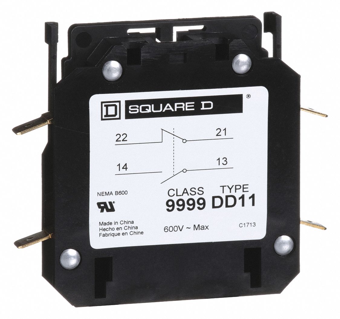 SQUARE D Auxiliary Contact, 10 A Amps, Instantaneous Type, Side ...