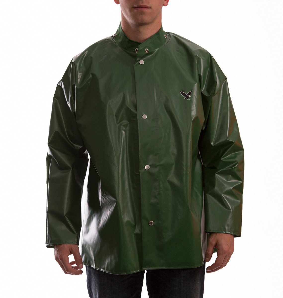 TINGLEY Rain Jacket with Hood Snaps: Rain Jacket, M, Green, Snaps with ...