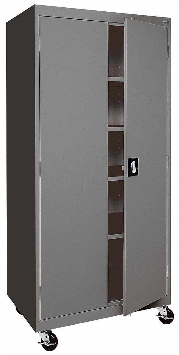 SANDUSKY Storage Cabinet: Casters, 46 in x 24 in x 78 in, Recessed Pull ...