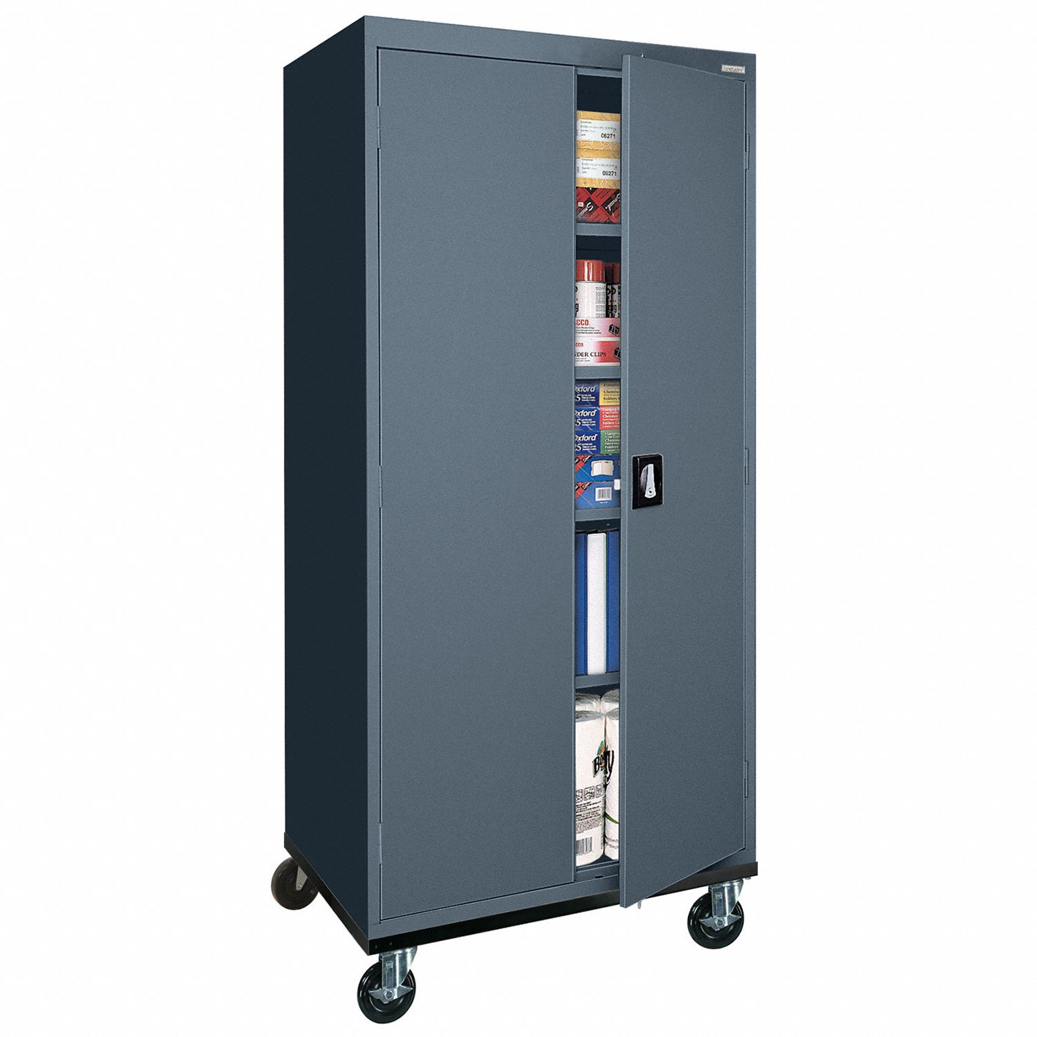 SANDUSKY Storage Cabinet: Casters, 36 in x 24 in x 78 in, Recessed Pull ...