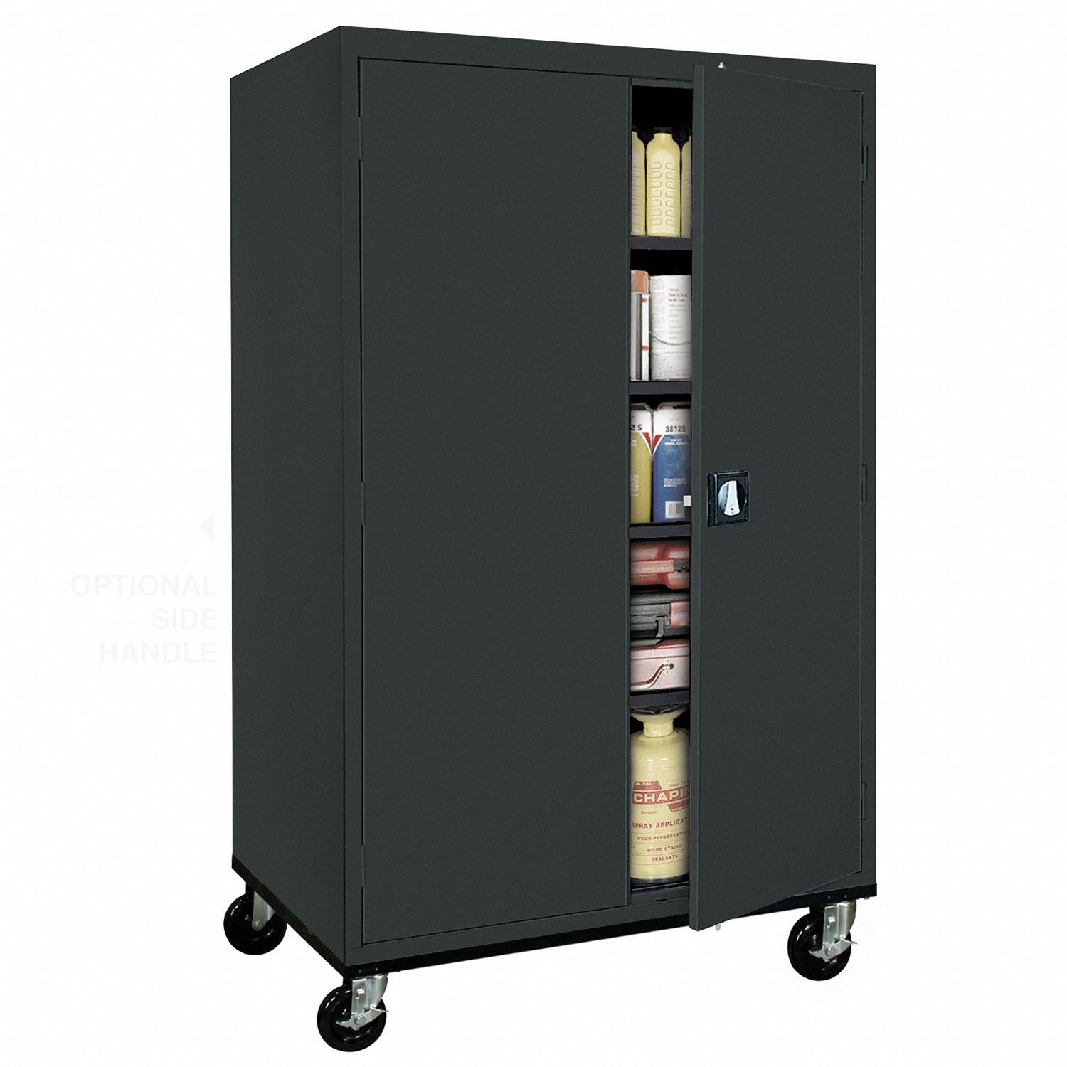 SANDUSKY Storage Cabinet: Casters, 46 in x 24 in x 78 in, Recessed Pull ...