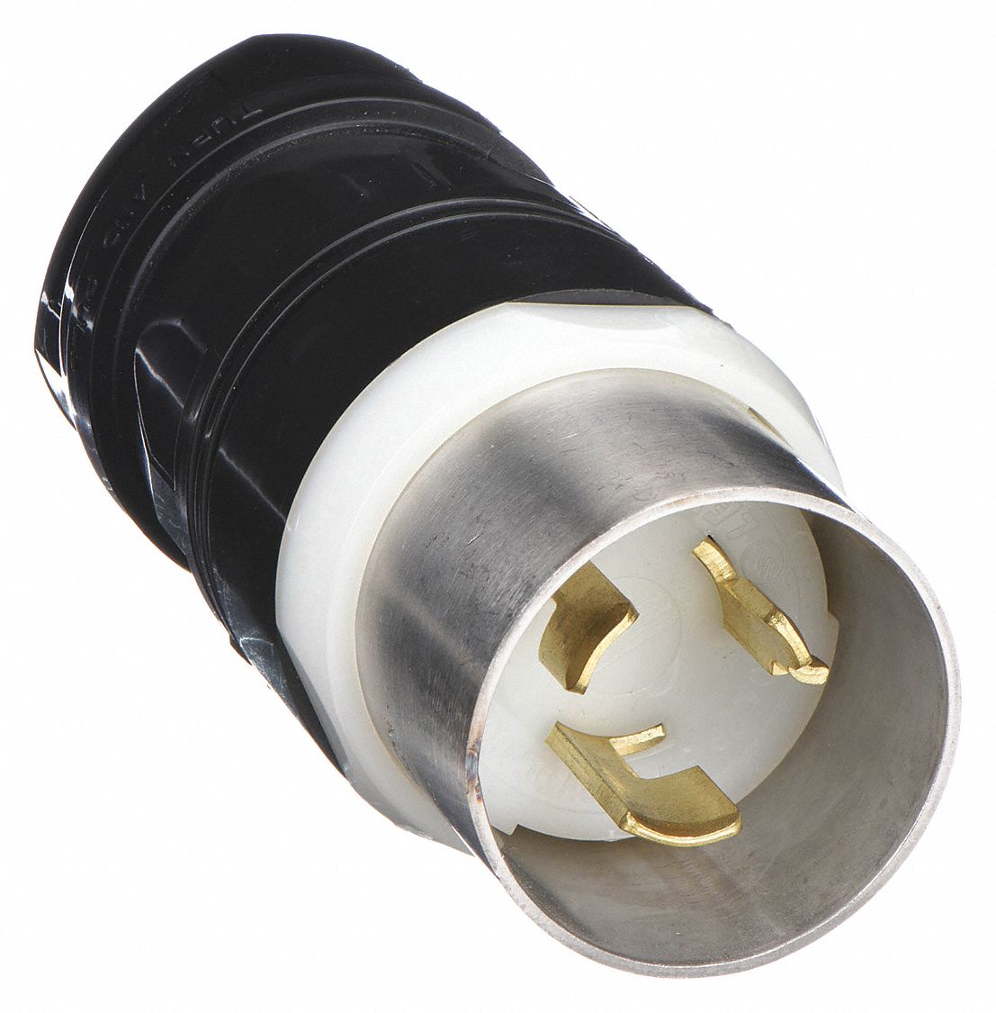 50A Industrial Grade Shrouded Locking Plug, Black/White; NEMA ...