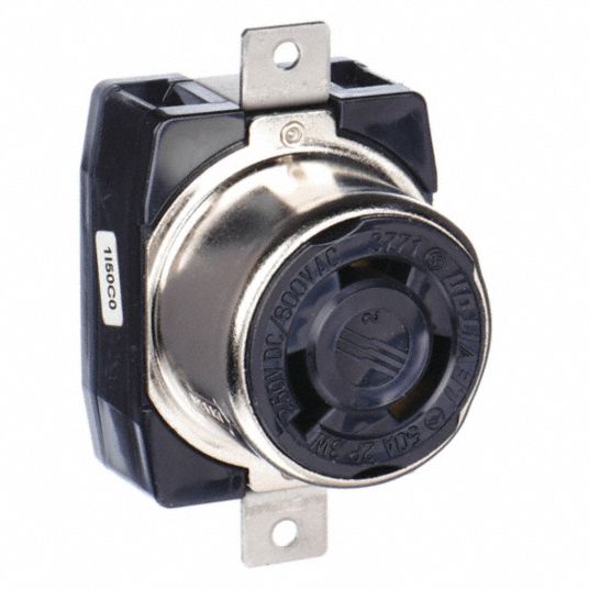 Black/White Locking Receptacle, 50 Amps, 600V AC/250V DC Voltage, NEMA ...