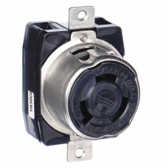 Black/White Locking Receptacle, 50 Amps, 125V AC Voltage, NEMA ...