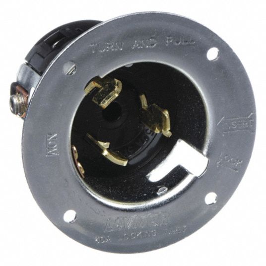 Gray Flanged Locking Inlet, 50 Amps, 125/250V AC Voltage, NEMA ...