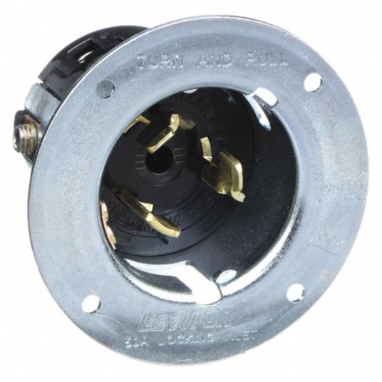 Gray Flanged Locking Inlet, 50 Amps, 480V AC Voltage, NEMA ...