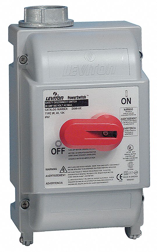 LEVITON Manual Motor Switch, 60 Amps AC, Lever Operator - 5DLV0|DS60-AX ...