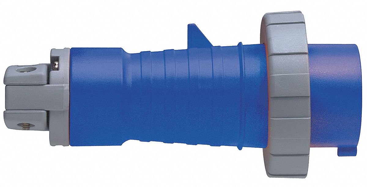LEVITON 20 Amp, 1-Phase Valox 357 Watertight Pin and Sleeve Plug, Blue ...
