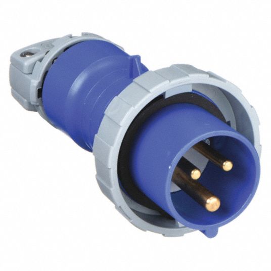 20 Amp, 1-Phase Valox 357 Watertight Pin and Sleeve Plug, Blue - Grainger