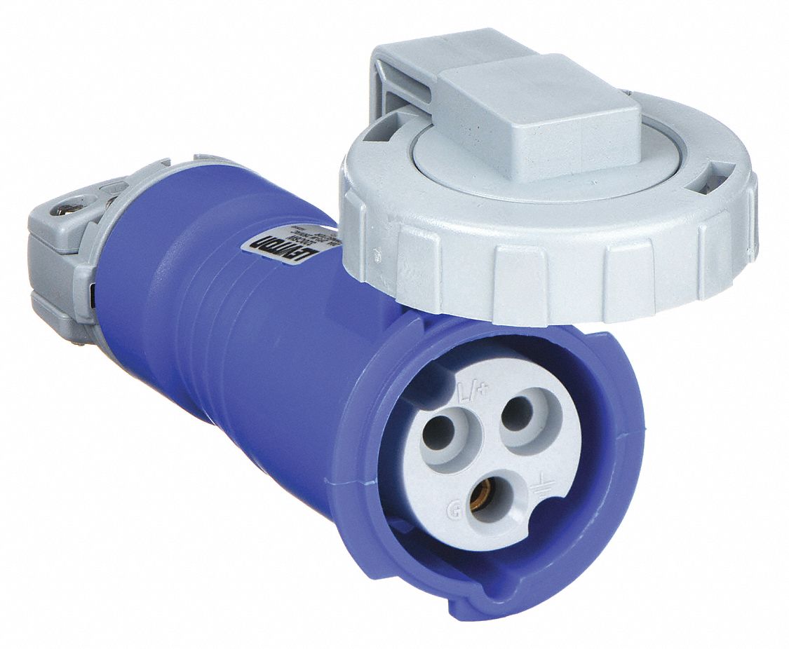 20 Amp, 1-Phase Valox 357 Watertight Pin and Sleeve Connector, Blue ...