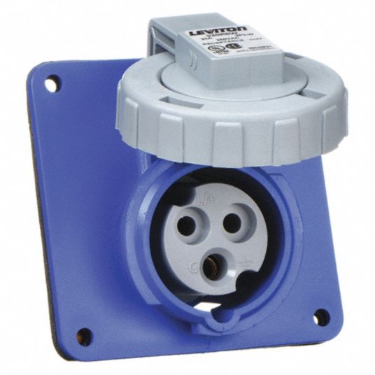 20 Amp, 1-Phase Valox 357 Watertight Pin and Sleeve Receptacle, Blue ...