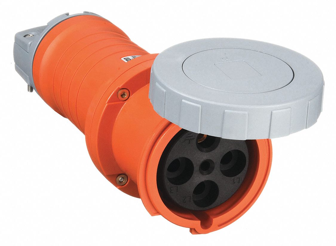 100 Amp, 1-Phase Valox 357 Watertight Pin and Sleeve Connector, Orange ...