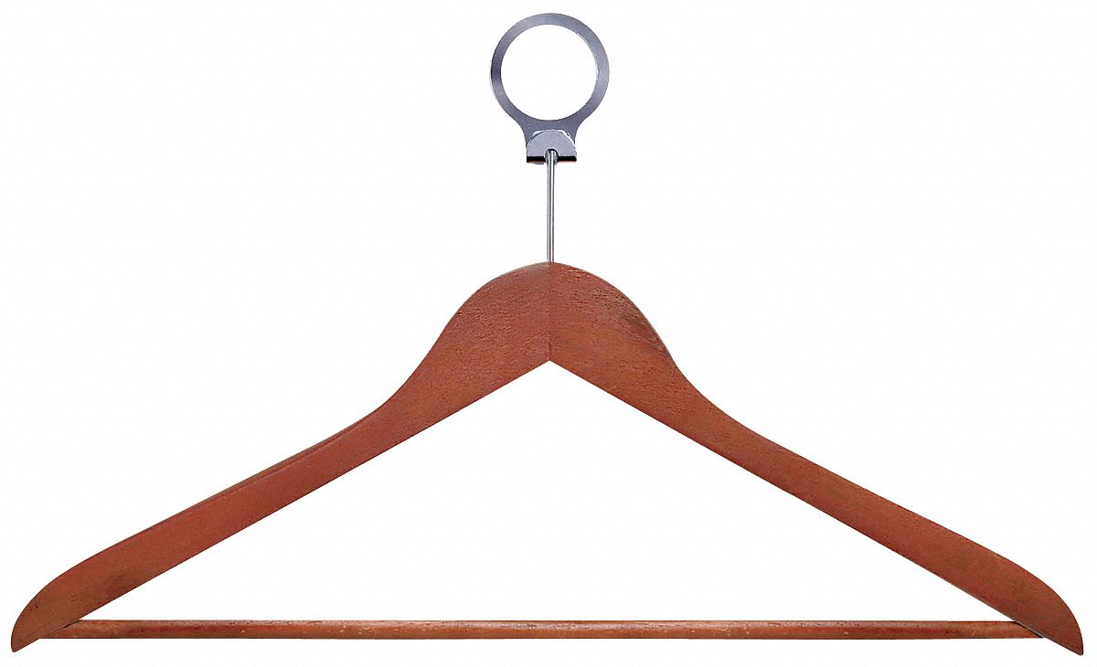 Wood, Rubber Security Hangers with Cherry Finish; PK24 - Grainger