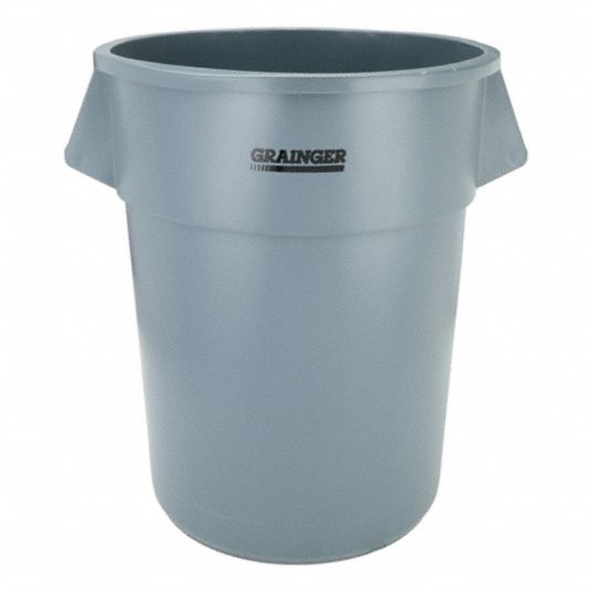 GRAINGER, Round, Gray, Trash Can - 5DMU6|5DMU6 - Grainger