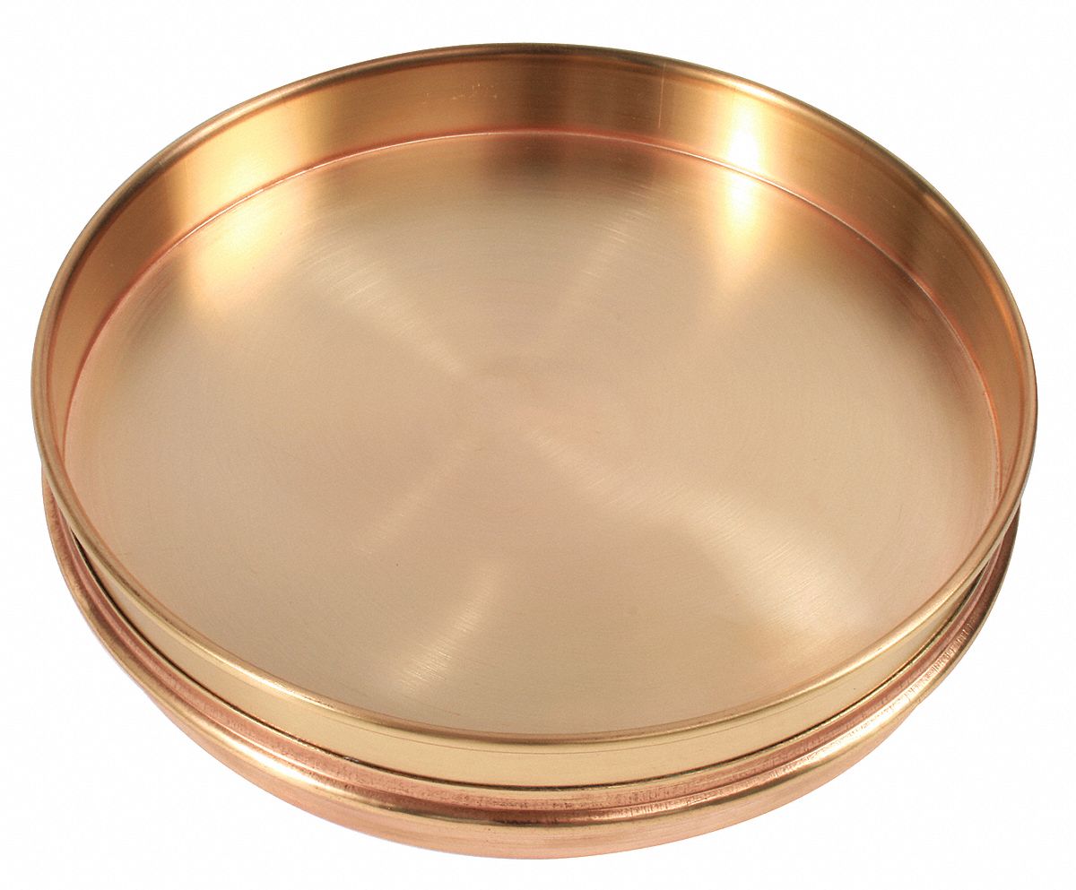 Sieve Separator Pan, Brass, 8 in Dia., 1 in Overall Depth, ASTM E11 ...