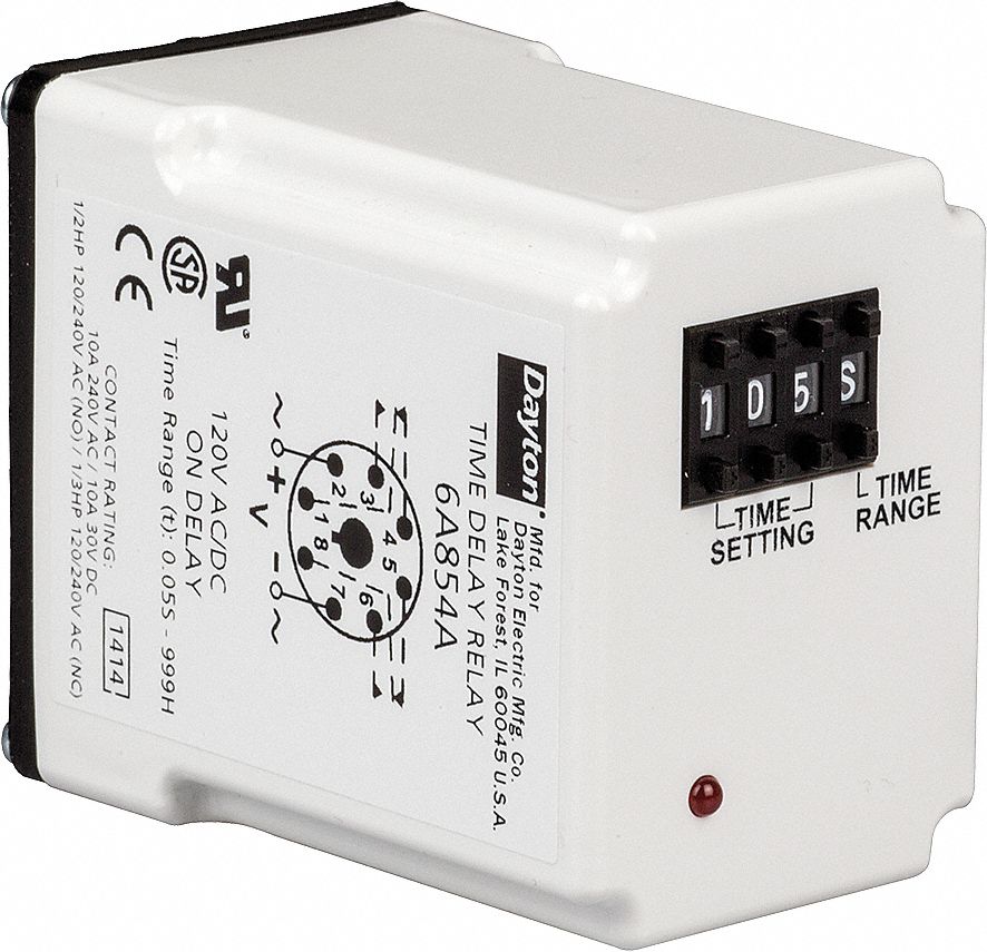 DAYTON Single Function Time Delay Relay: 8 Pins - Relay, Rotary Knob ... DAYTON Single Function Time Delay Relay: 8 Pins - Relay, Rotary Knob ...