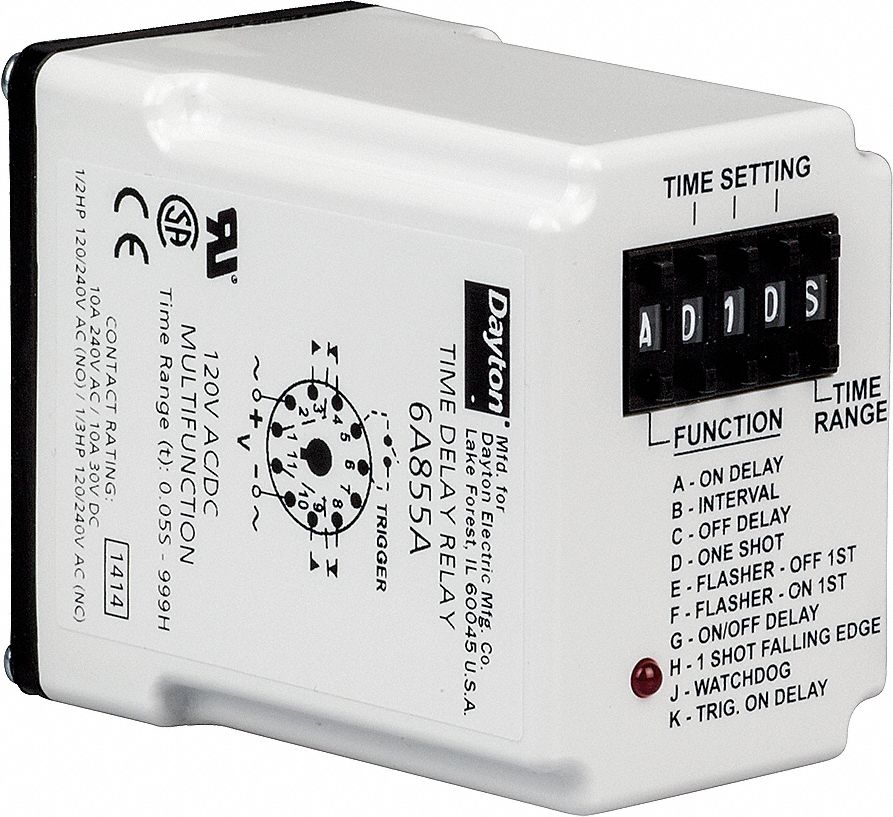 Dayton Multi Function Timing Relay 12v Dc 10a 240v 11 Pins Dpdt 5dra2 5dra2 Grainger
