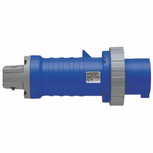 LEVITON 60 Amp, 3-Phase Valox 357 Watertight Pin and Sleeve Plug, Blue ...