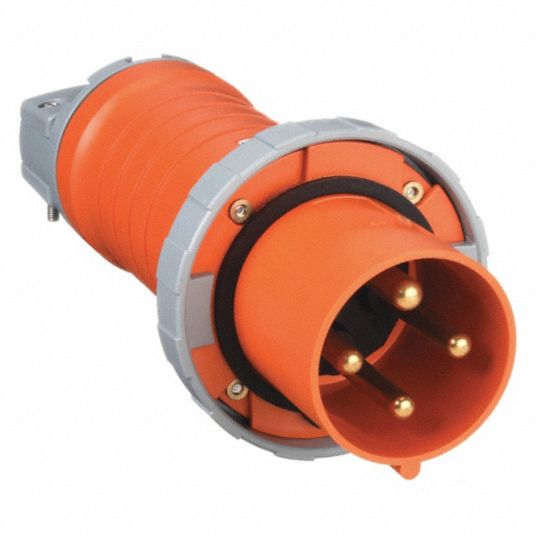 100 Amp, 1-Phase Valox 357 Watertight Pin and Sleeve Plug, Orange ...