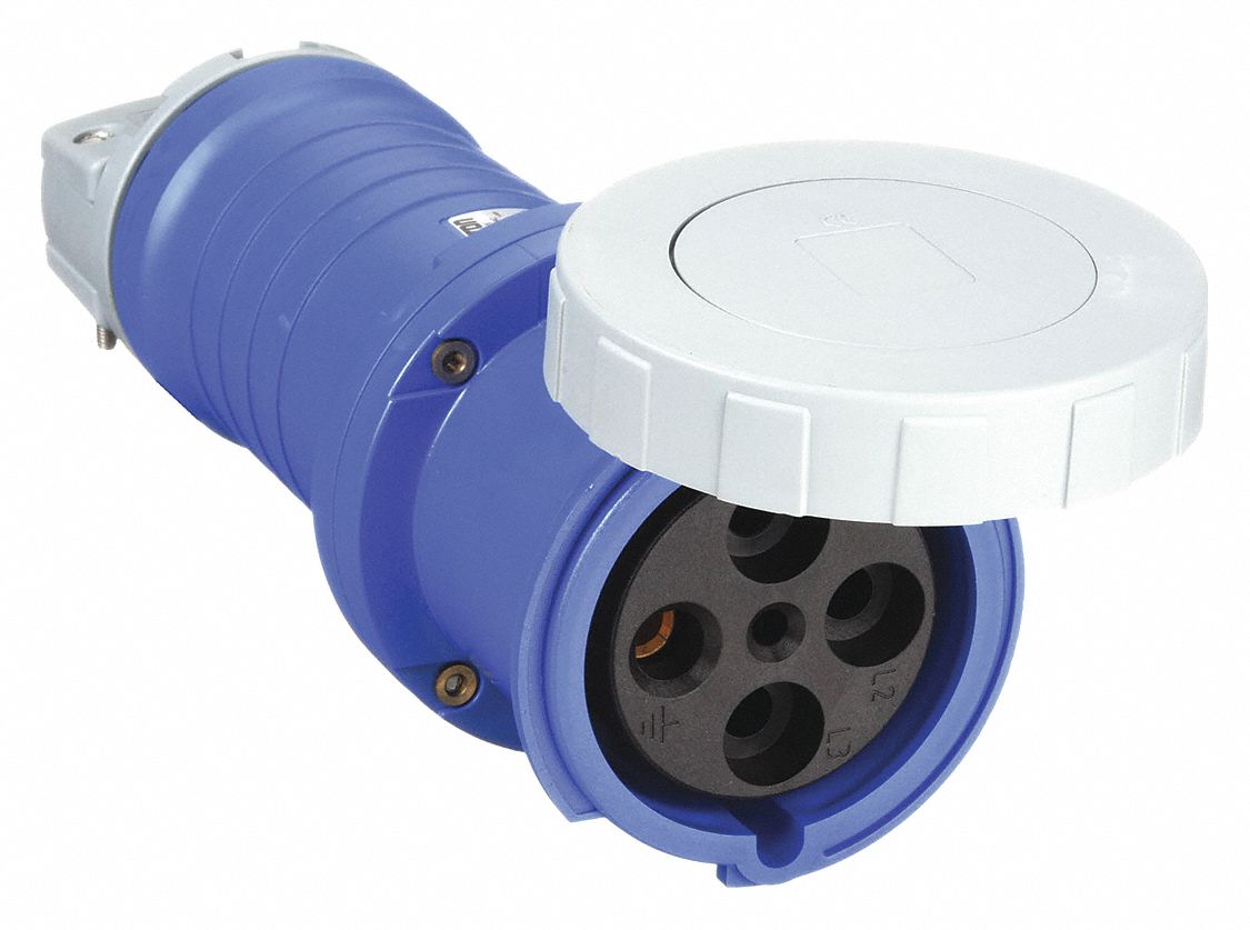 100 Amp, 3-Phase Valox 357 Watertight Pin and Sleeve Connector, Blue ...