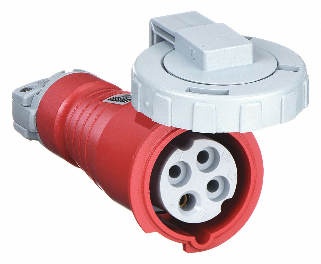 20 Amp, 3-Phase Valox 357 Watertight Pin and Sleeve Connector, Red ...