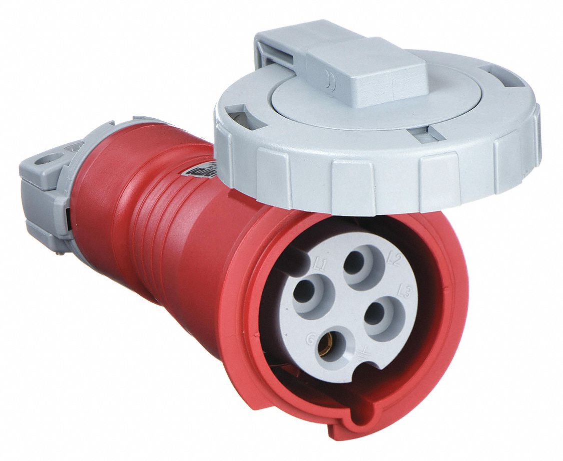 30 Amp, 3-Phase Valox 357 Watertight Pin and Sleeve Connector, Red ...