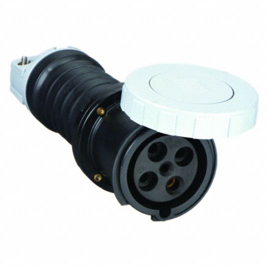 60 Amp, 3-Phase Valox 357 Watertight Pin and Sleeve Connector, Black ...