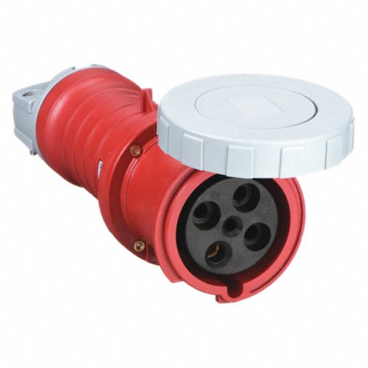 60 Amp, 3-Phase Valox 357 Watertight Pin and Sleeve Connector, Red ...