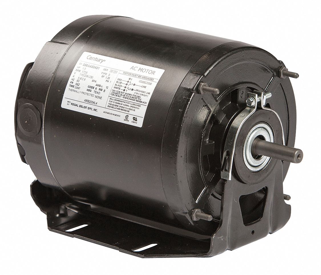 CENTURY Belt Drive Motor: 1 Speed, Totally Enclosed Air-Over, Cradle ...
