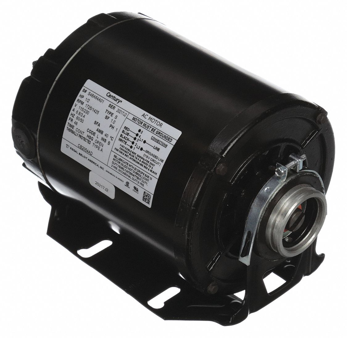 CENTURY, Cradle Base Mounting, 1/2 HP, Carbonator Pump Motor - 5DVY0 ...