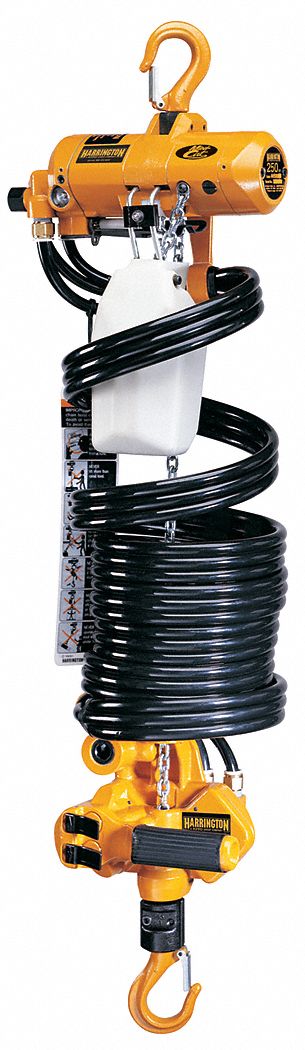 HARRINGTON, Hook Mounted - No Trolley, 250 lb Lifting Capacity, Air Chain Hoist - 5DZF9|AH250M-6 ...