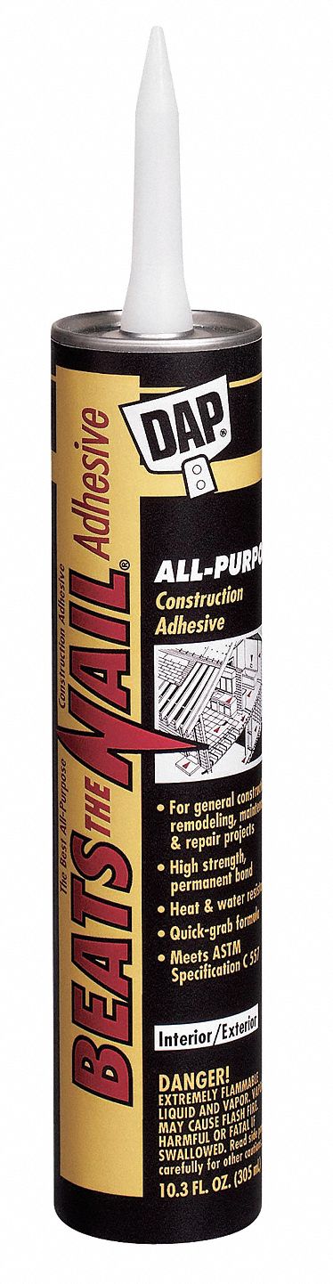 DAP Construction Adhesive: Beats The Nail, 28 fl oz, Cartridge, Gray ...