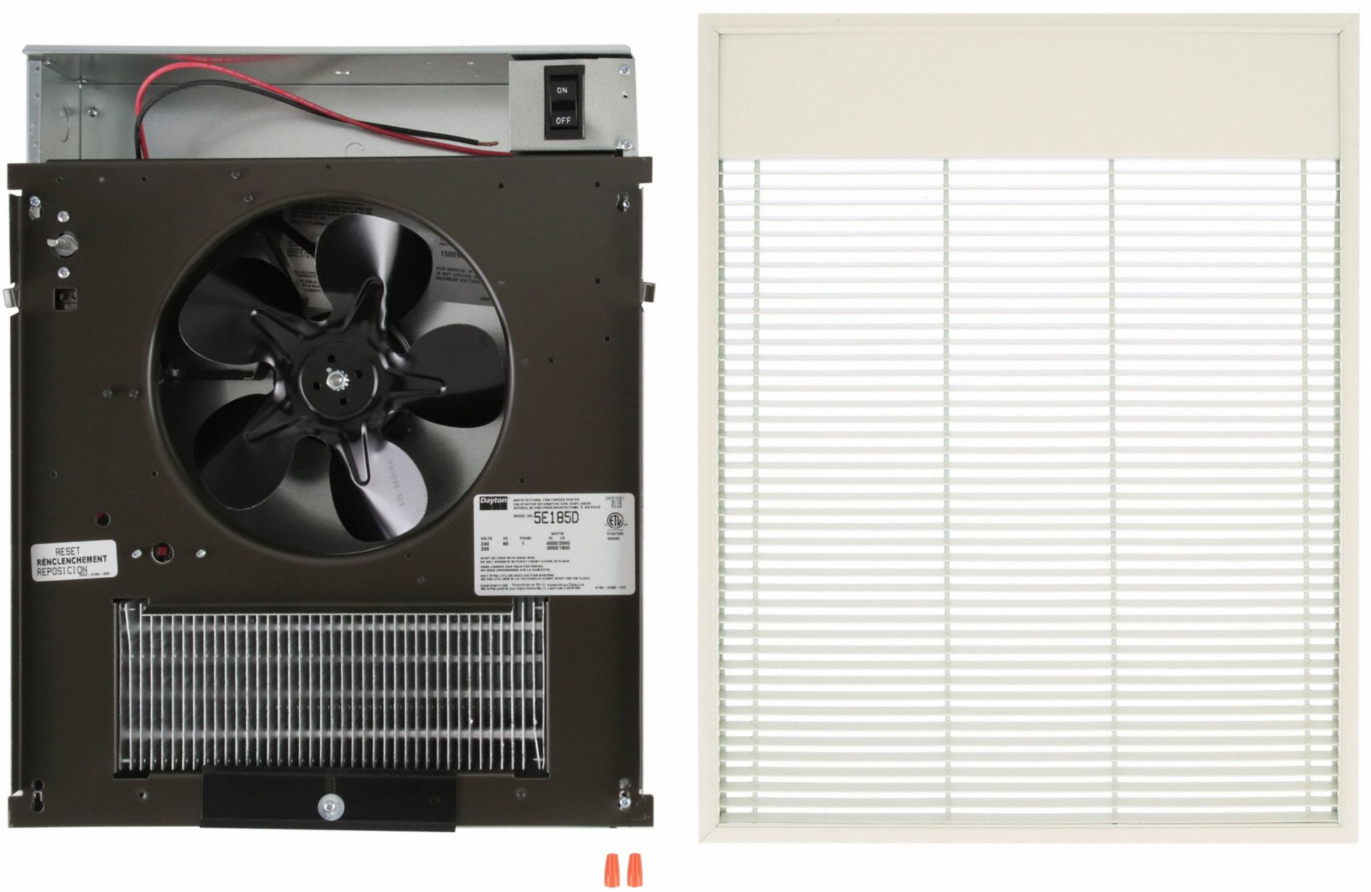 DAYTON Recessed Electric Wall-Mount Heater, 1500W/3000W, 2000W/4000W ...