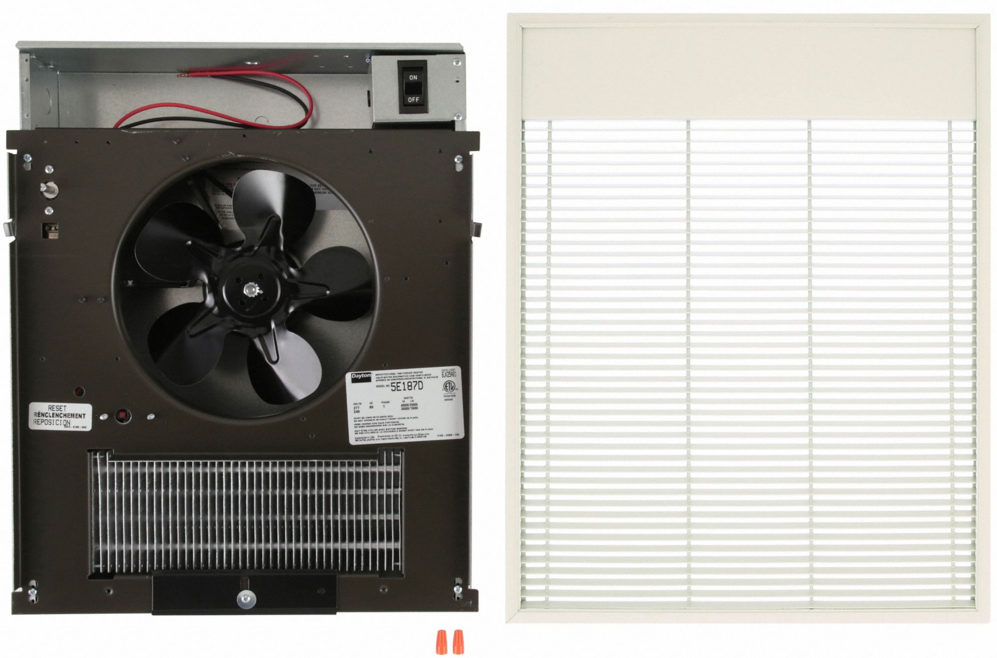 DAYTON Recessed Electric Wall-Mount Heater, 1500W/3000W, 2000W/4000W ...