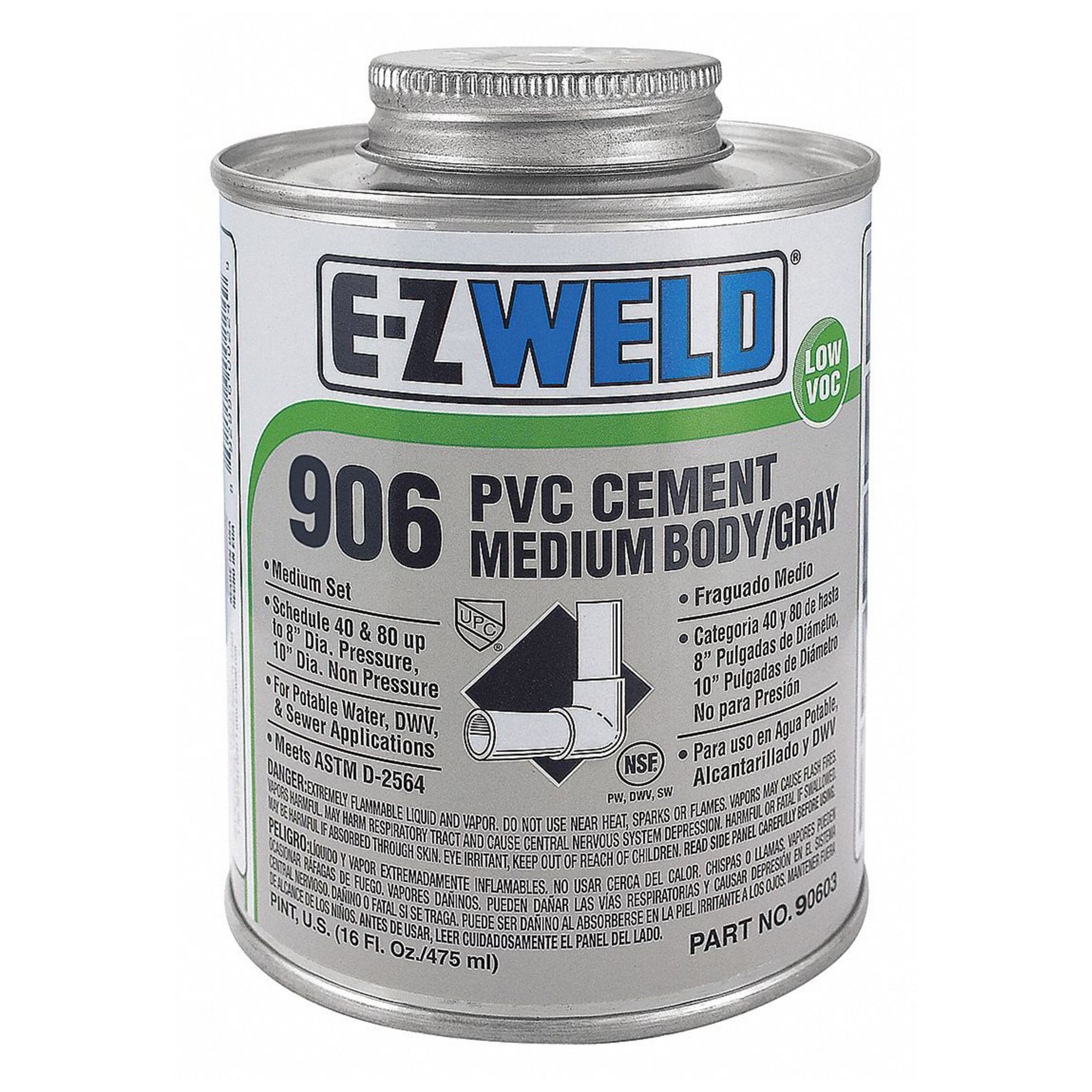 EZ WELD, 206, 8 fl oz, Pipe Cement - 5E528|20602 - Grainger