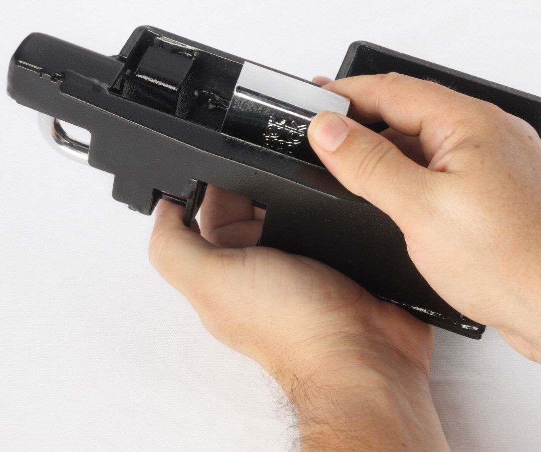 RANGER LOCK Padlock Guard with Lock: 10 in Guard Lg, 3 1/2 in Guard Wd ...