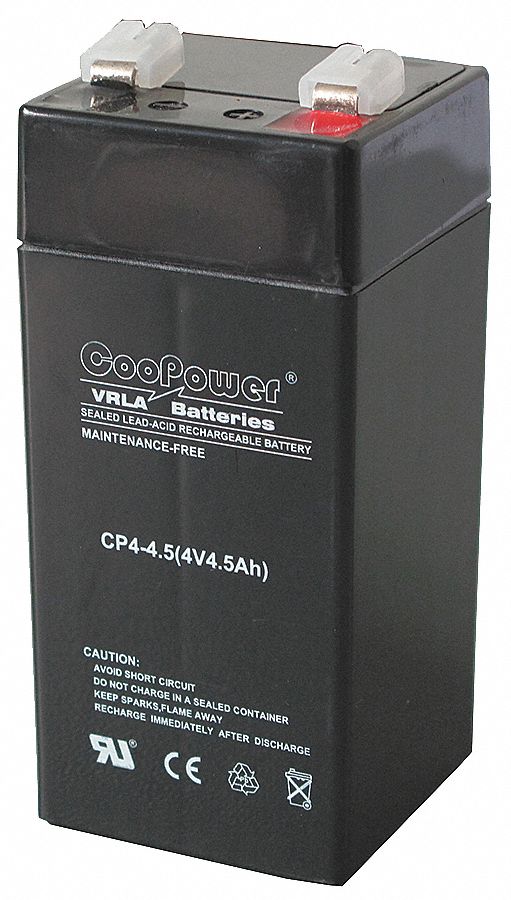 4V DC, 4.5 Ah Capacity, Sealed Lead Acid Battery - 5EFE7|5EFE7 - Grainger