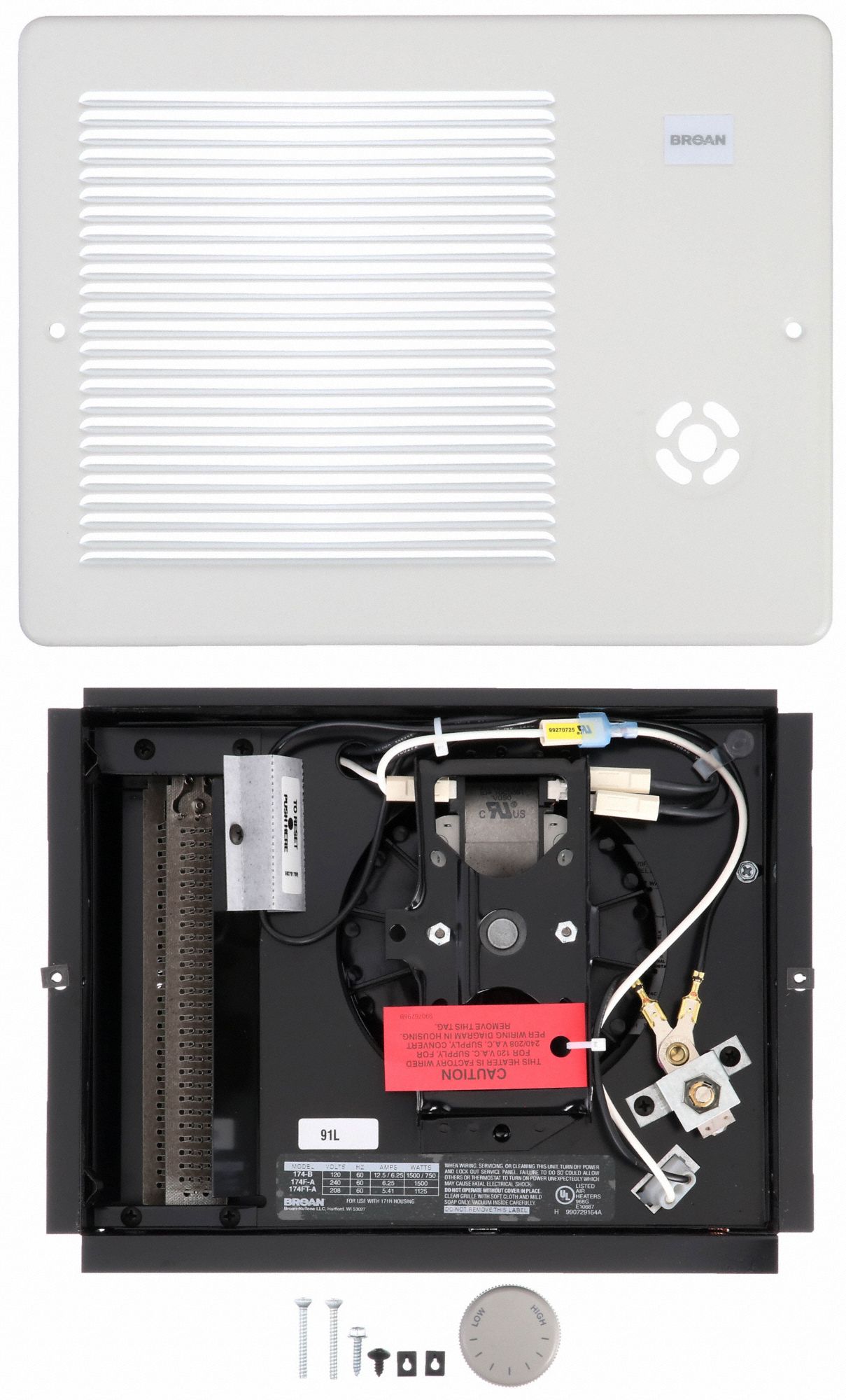 BROAN Recessed Electric Wall-Mount Heater: 1125/1500/750W/1,500W, 120 ...