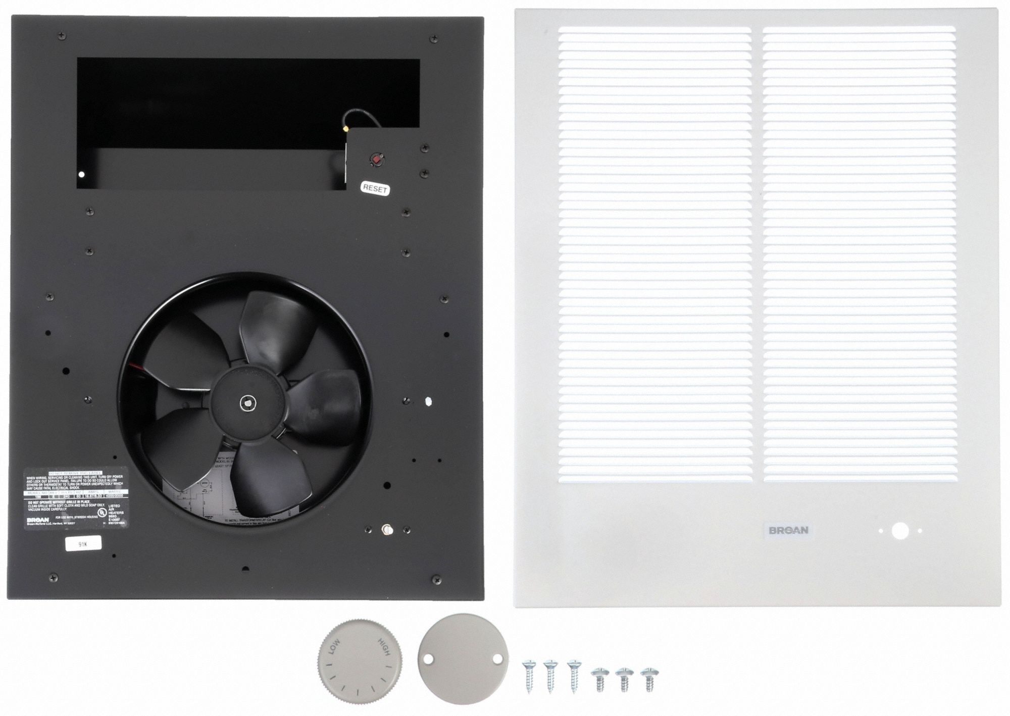 BROAN Recessed Electric Wall-Mount Heater, 1,500W/3,000W, 2,000W/4,000W ...