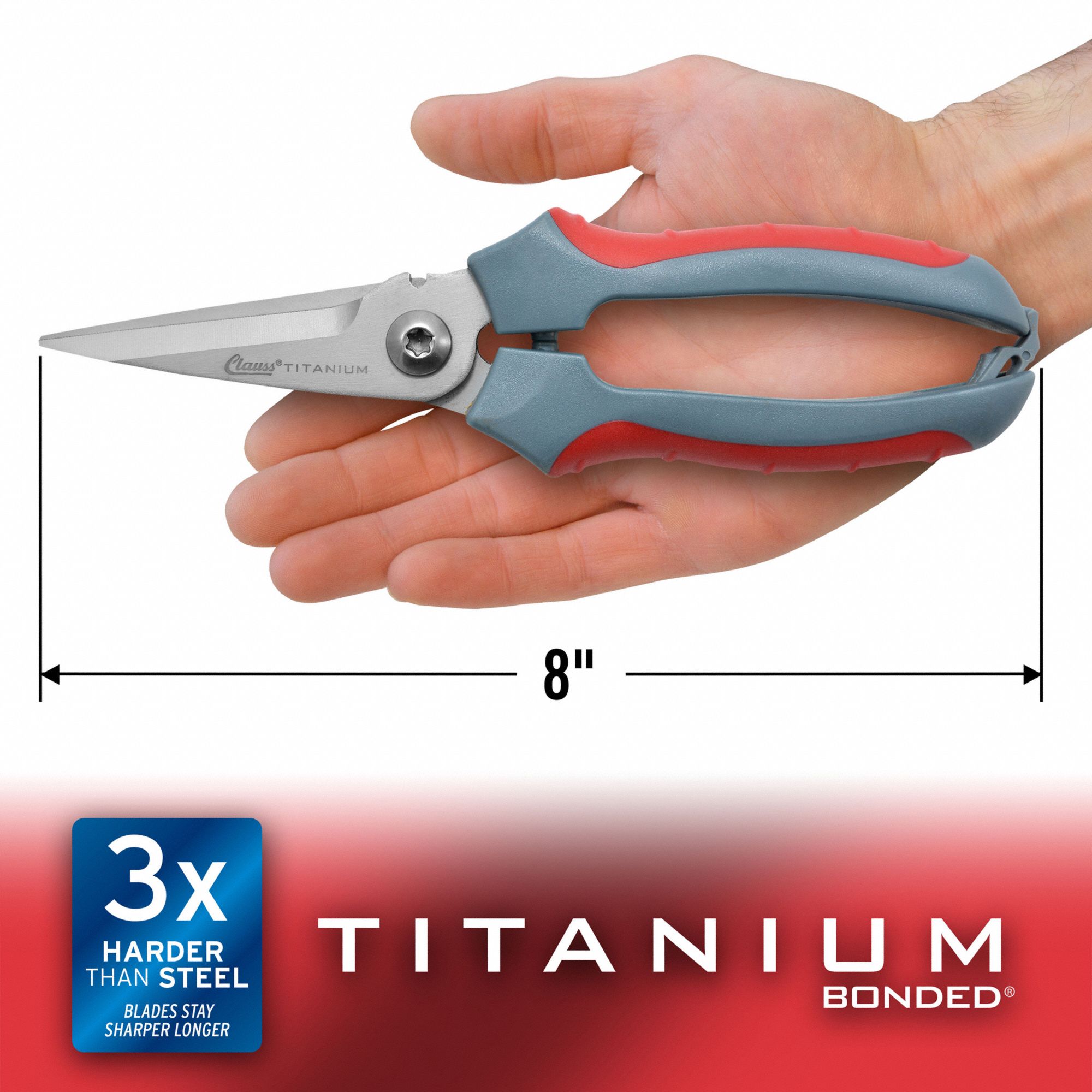 CLAUSS Shop Shears: Ambidextrous, 8 in Overall Lg, Straight, Titanium ...